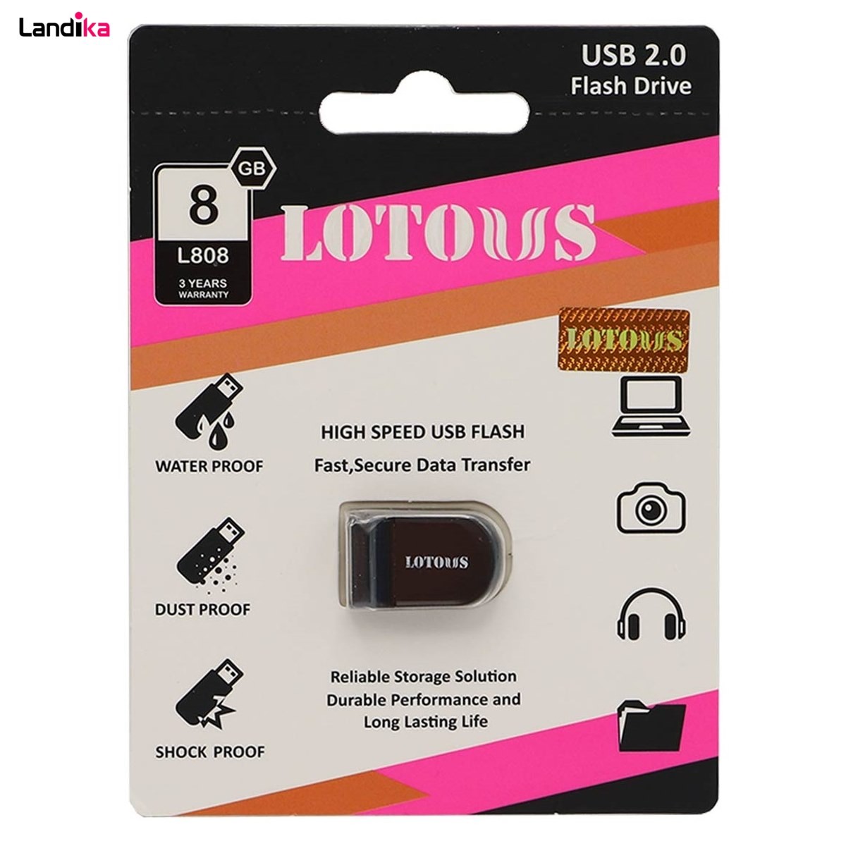 فلش مموری لوتوس USB 2.0 مدل L808 ظرفیت 8 گیگابایت |موبایل داناتل | لندیکا